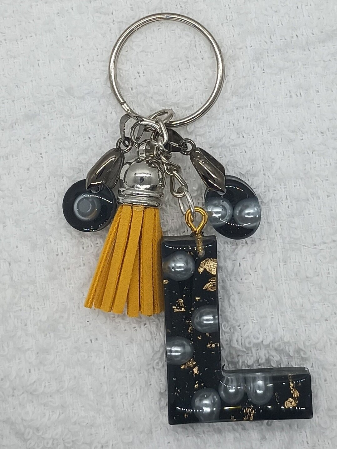 Gold and Pearl Letter L Keychain - Etsy