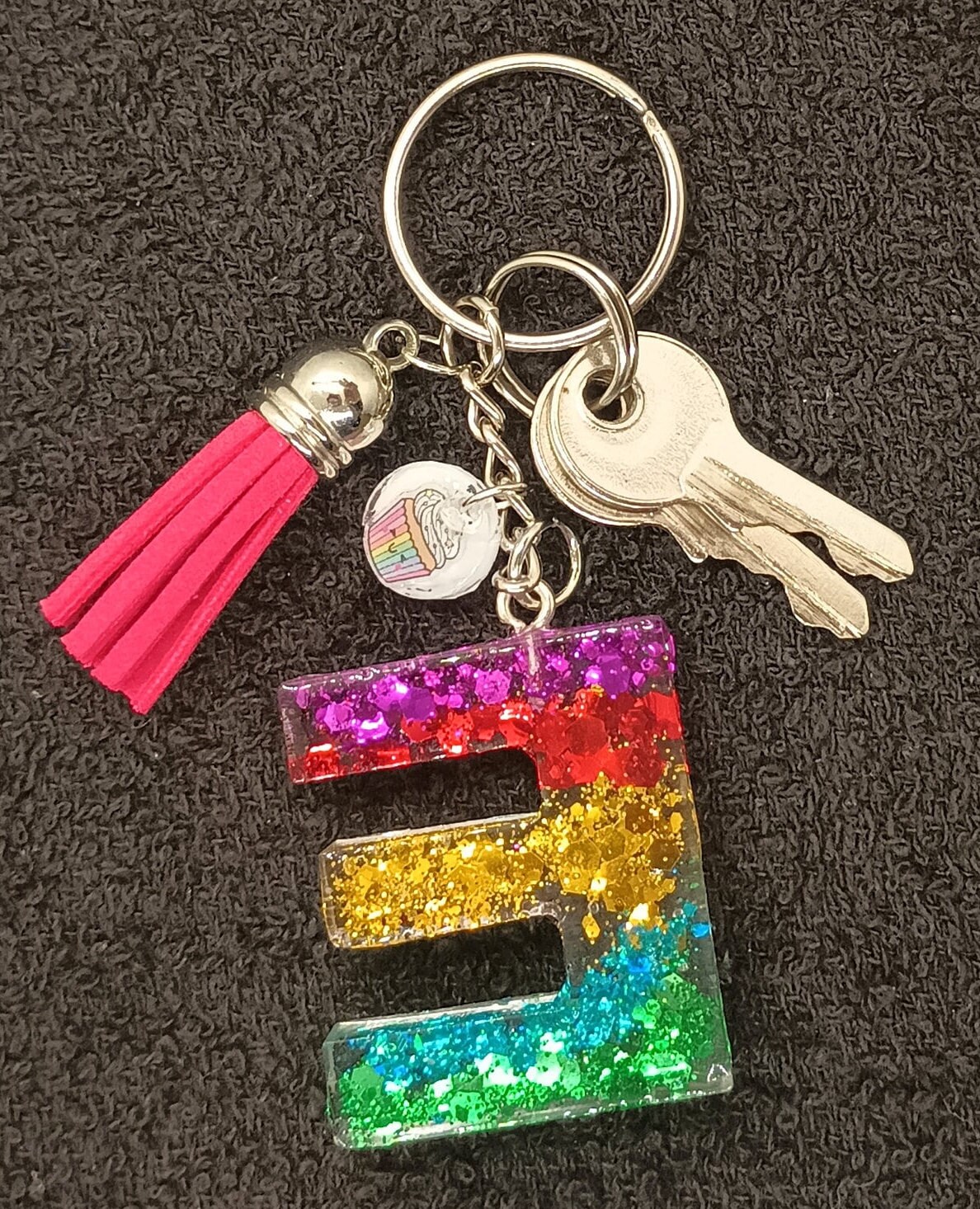 Rainbow Glitter Letter E Keychain - Etsy