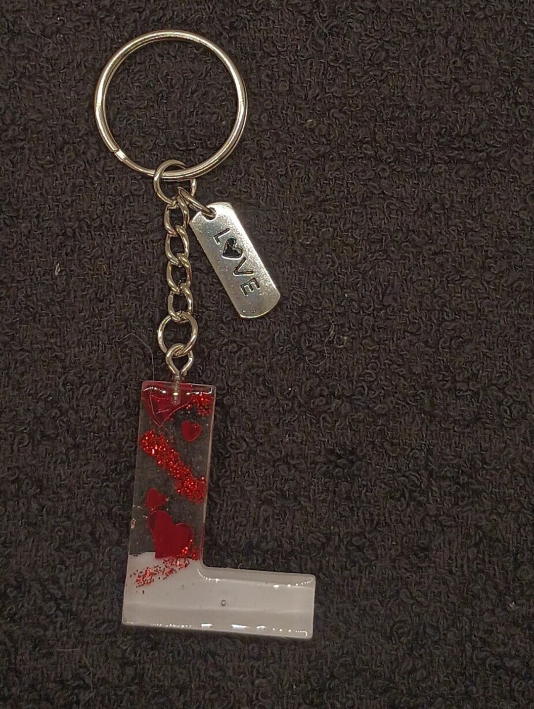 Valentine Glitter Letter L Keychain Style 2 - Etsy