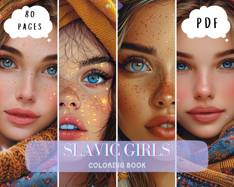 Slavic Aesthetic Girls Coloring Book 80 Pages | Coloring Pages for Children and Adults | Instant ...