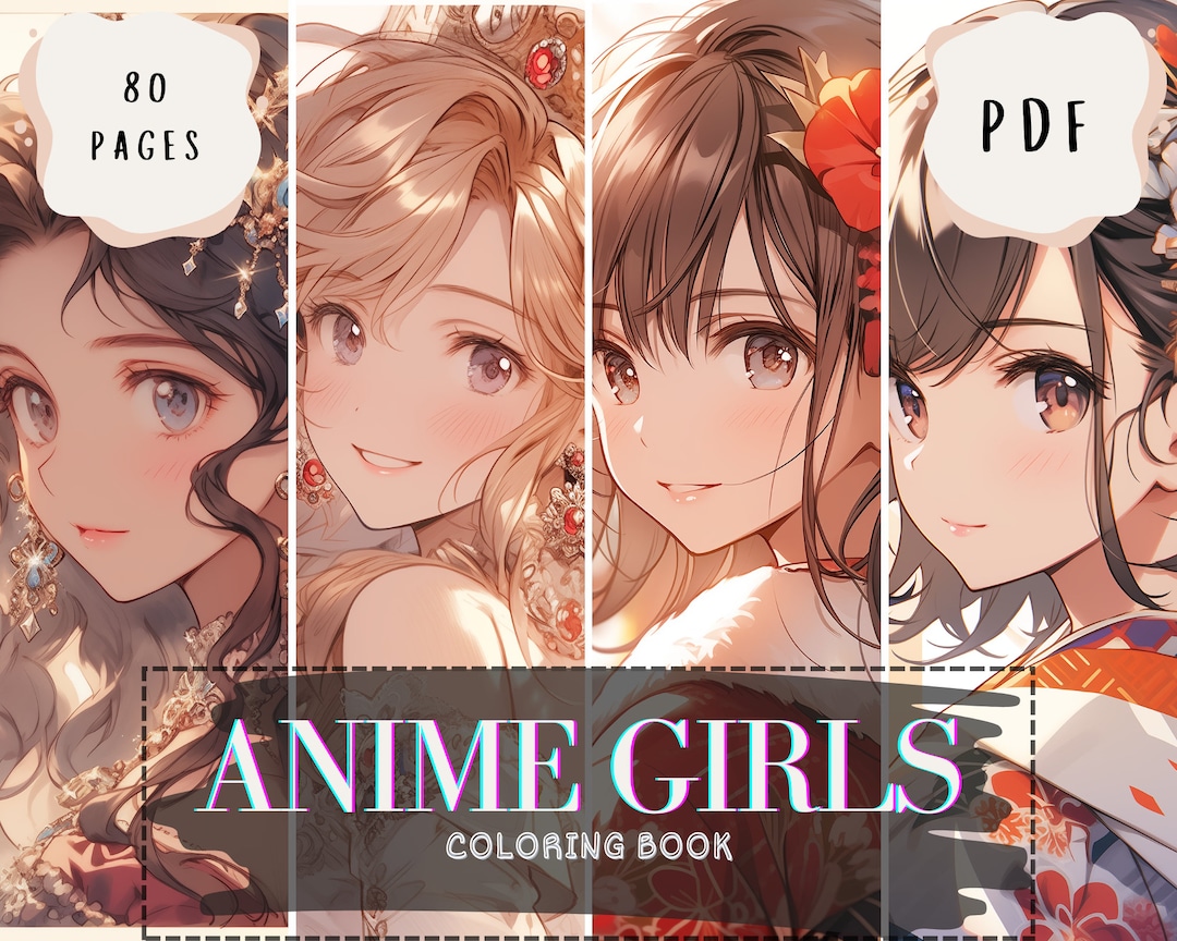 Anime Girls Coloring Book: Manga Characters, 80 Pages (printable PDF ...