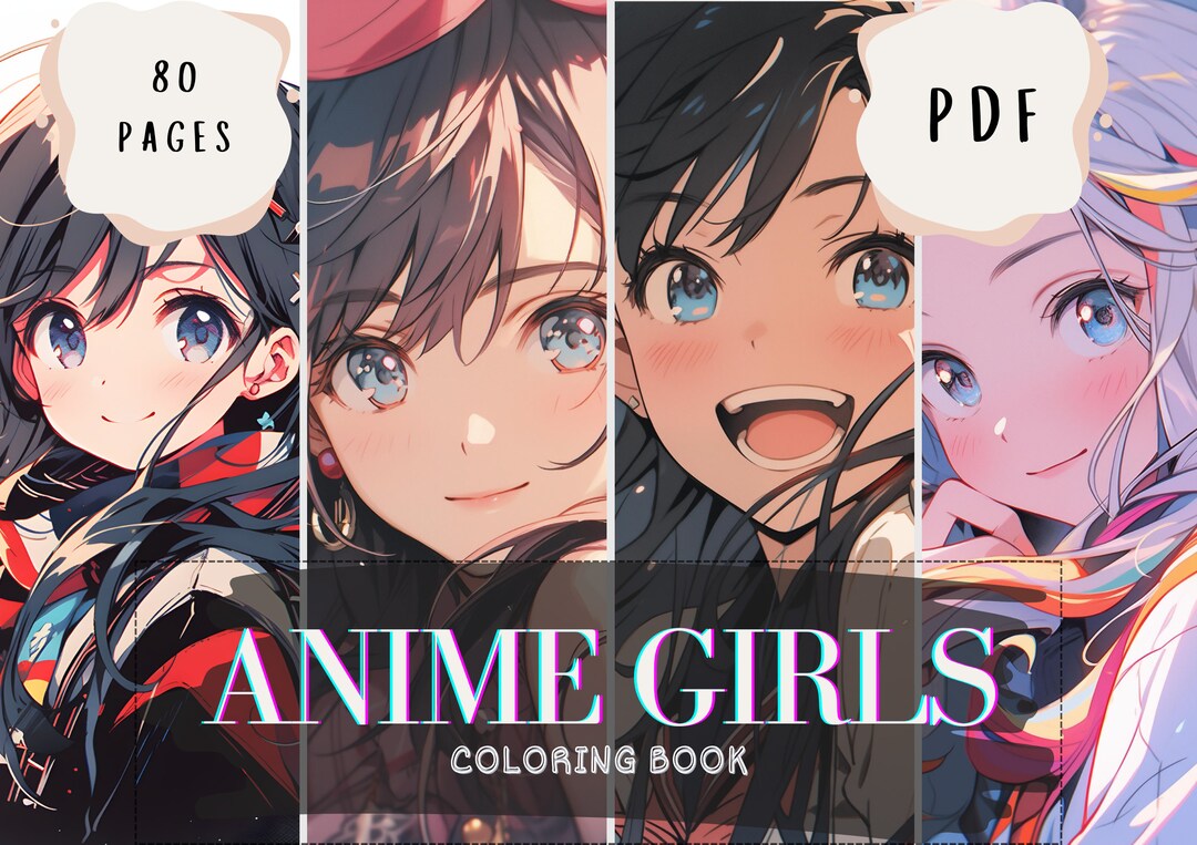 Anime Girls Coloring Book 80 Pages Manga Characters Coloring Pages for ...