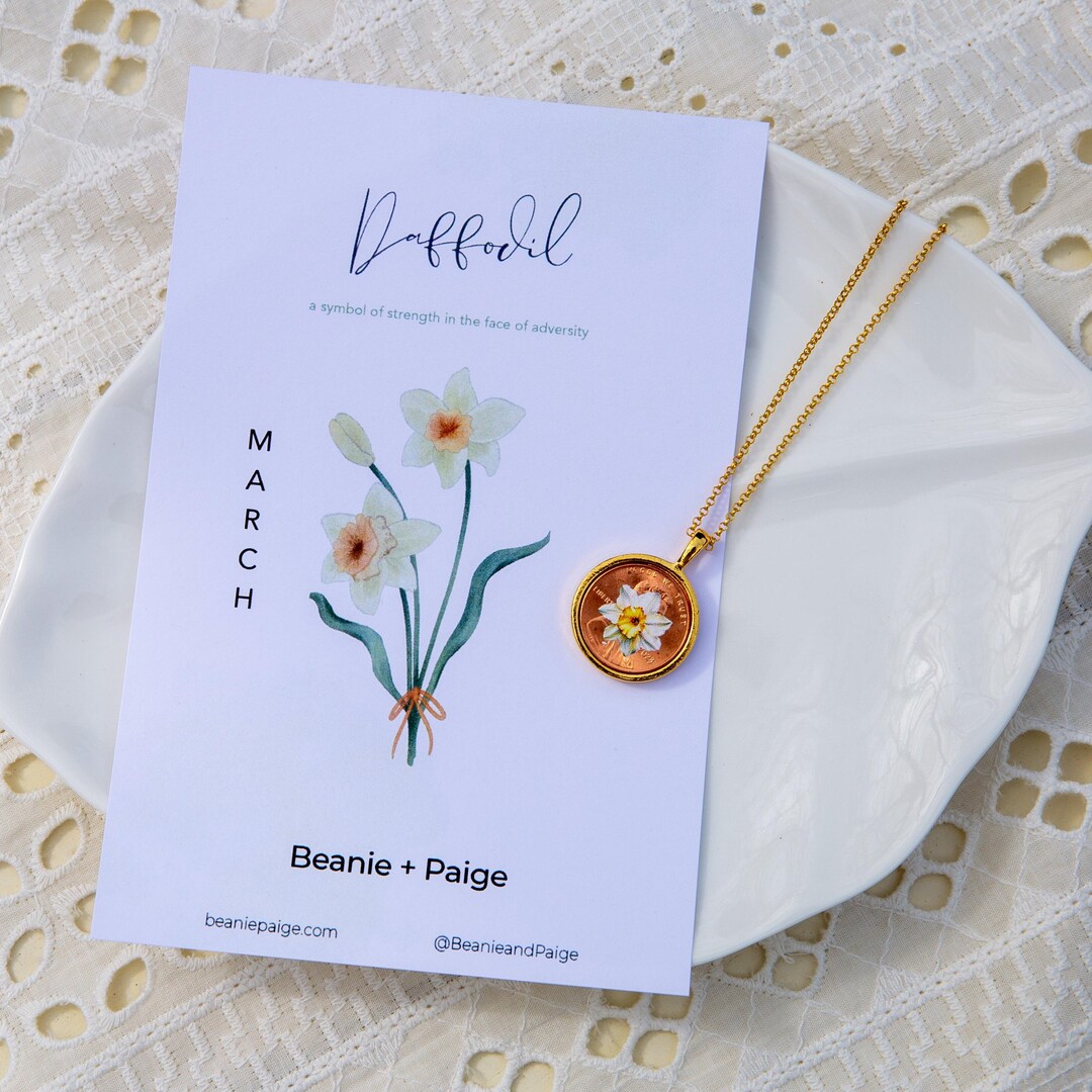 March Daffodil Flower Locket With Photo - Etsy
