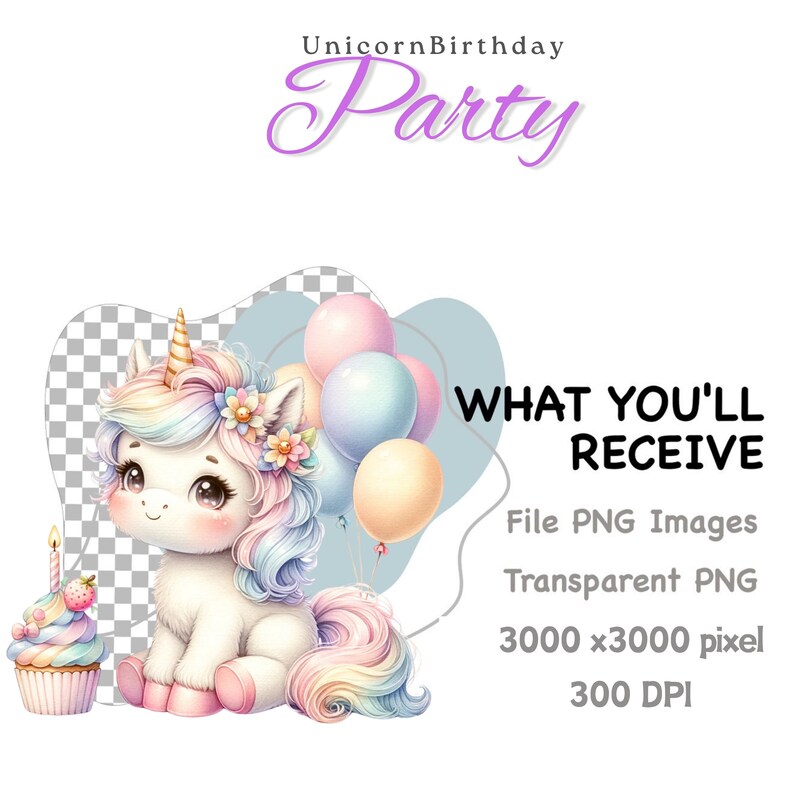 Cute Unicorn Rainbow Birthday Clipart, Unicorn Png, Magic Unicorn ...