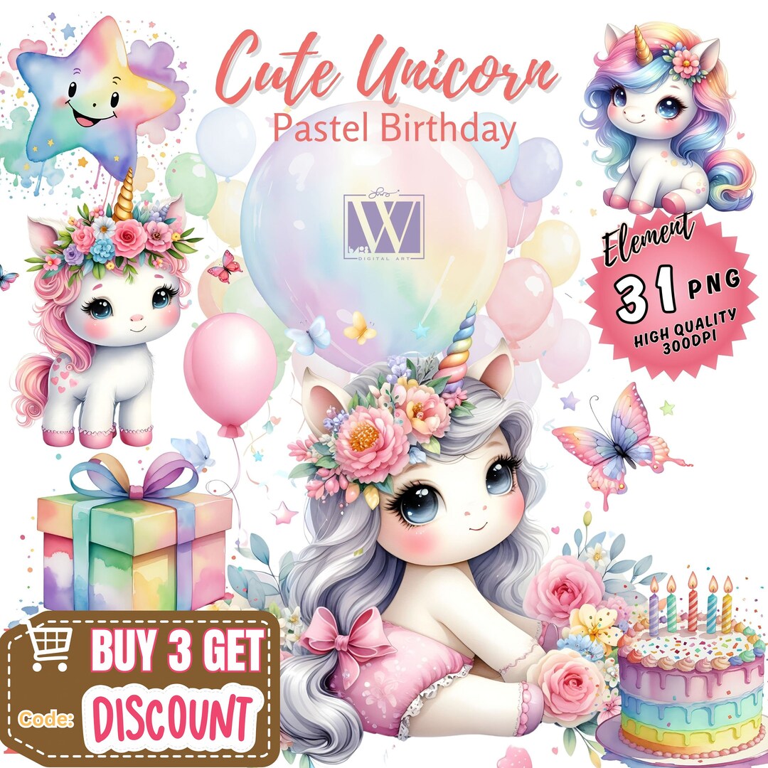 Cute Unicorn Clipart, Rainbow Birthday, Unicorn Png, Magic Unicorn ...