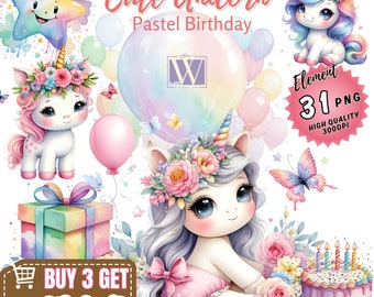 Cute Unicorn Clipart, Commercial Use, Unicorn Png, Magic Unicorn ...