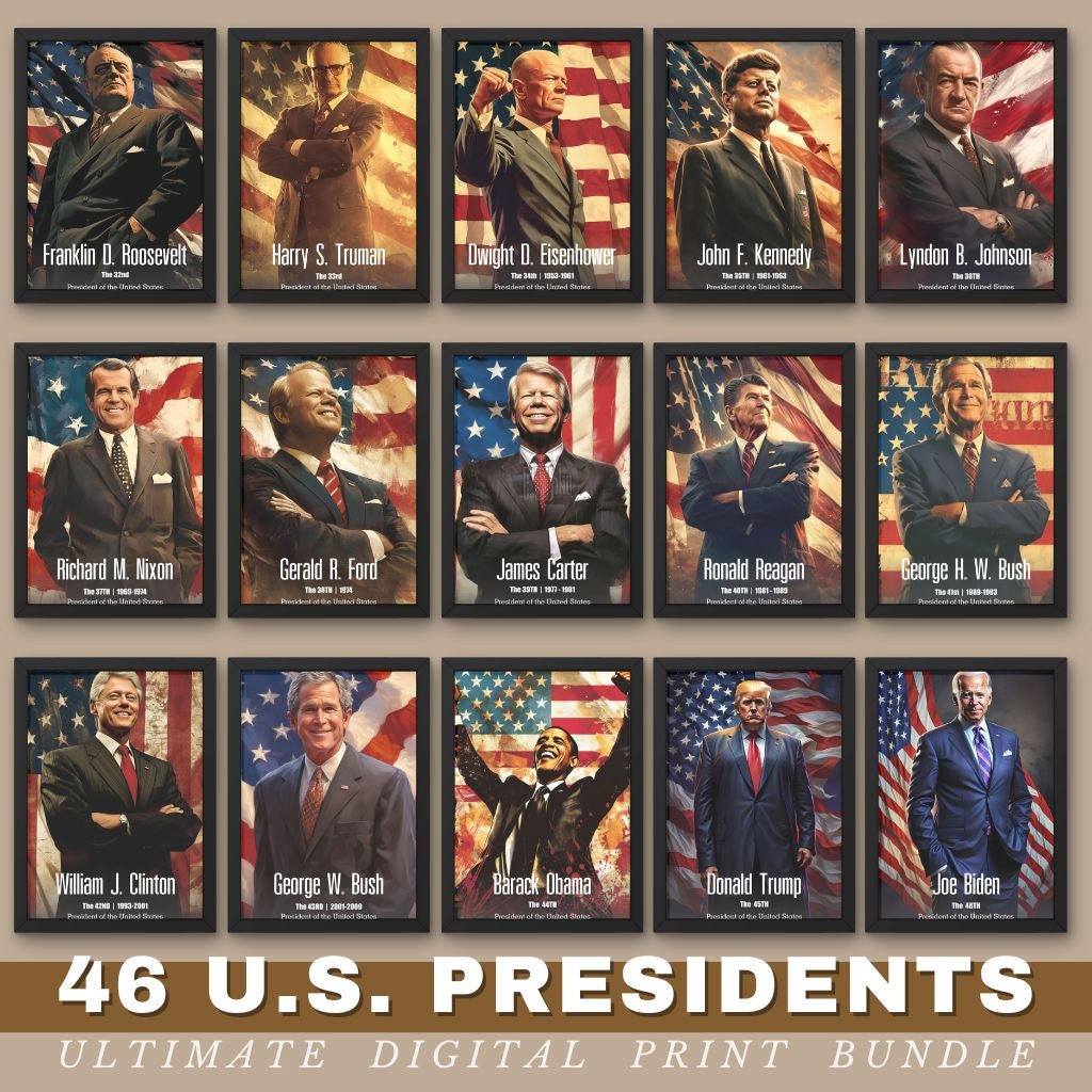 46 United States Presidents Prints, Digital Posters, USA Presidents ...