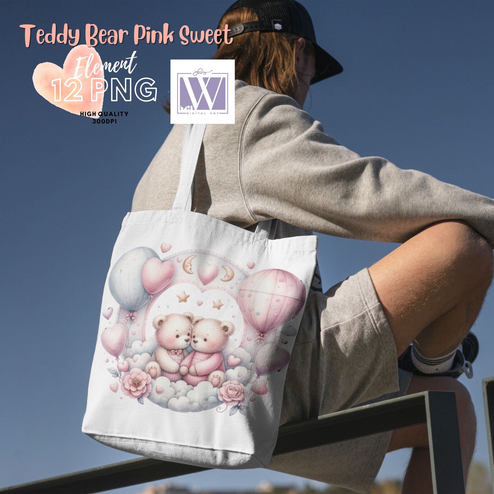 Cute Teddy Bear Pink Valentine Clip Art, Teddy Couple Digital Art ...