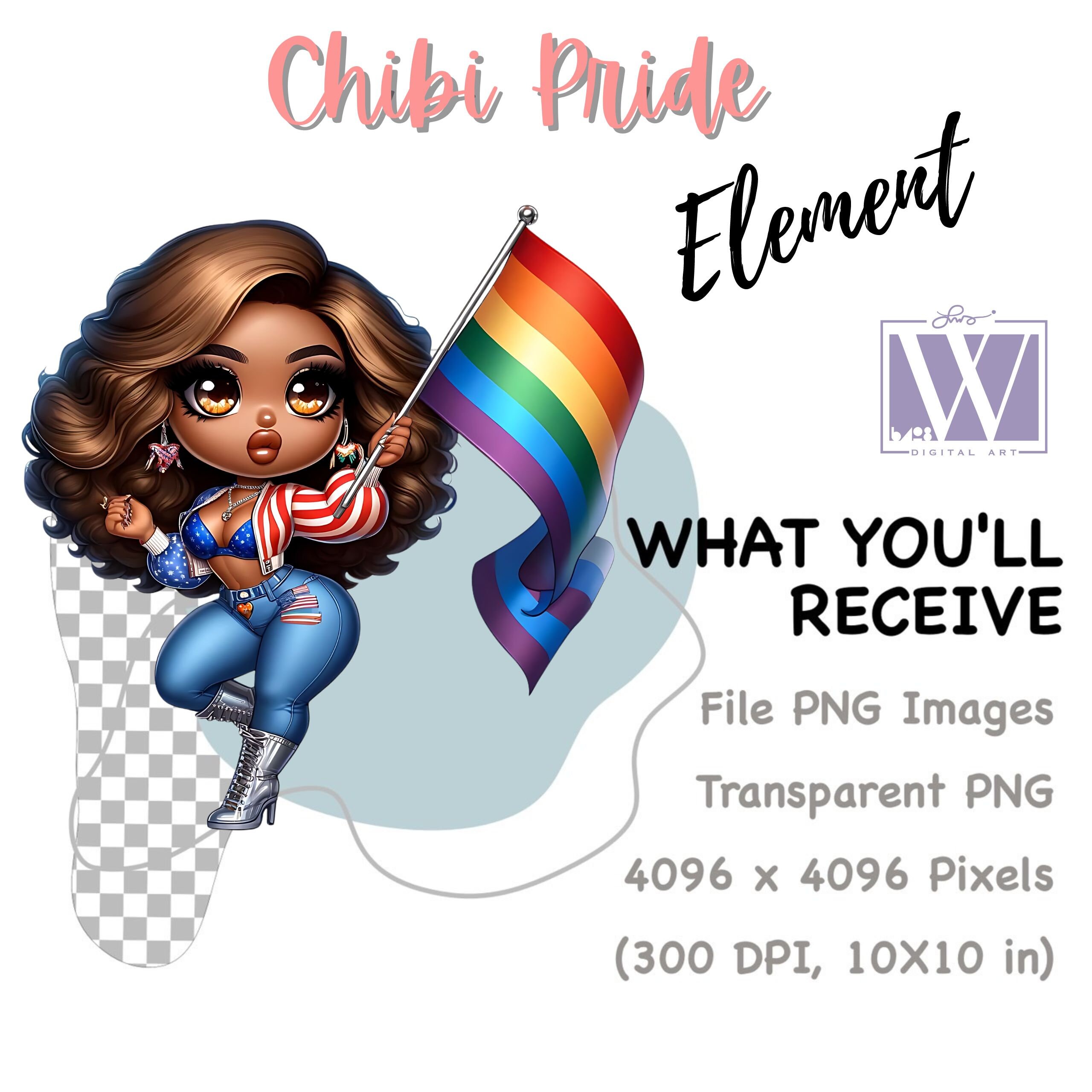 Fashion Chibi Pride Dolls Art, LGPTQ Pride American Girl a Fashion ...