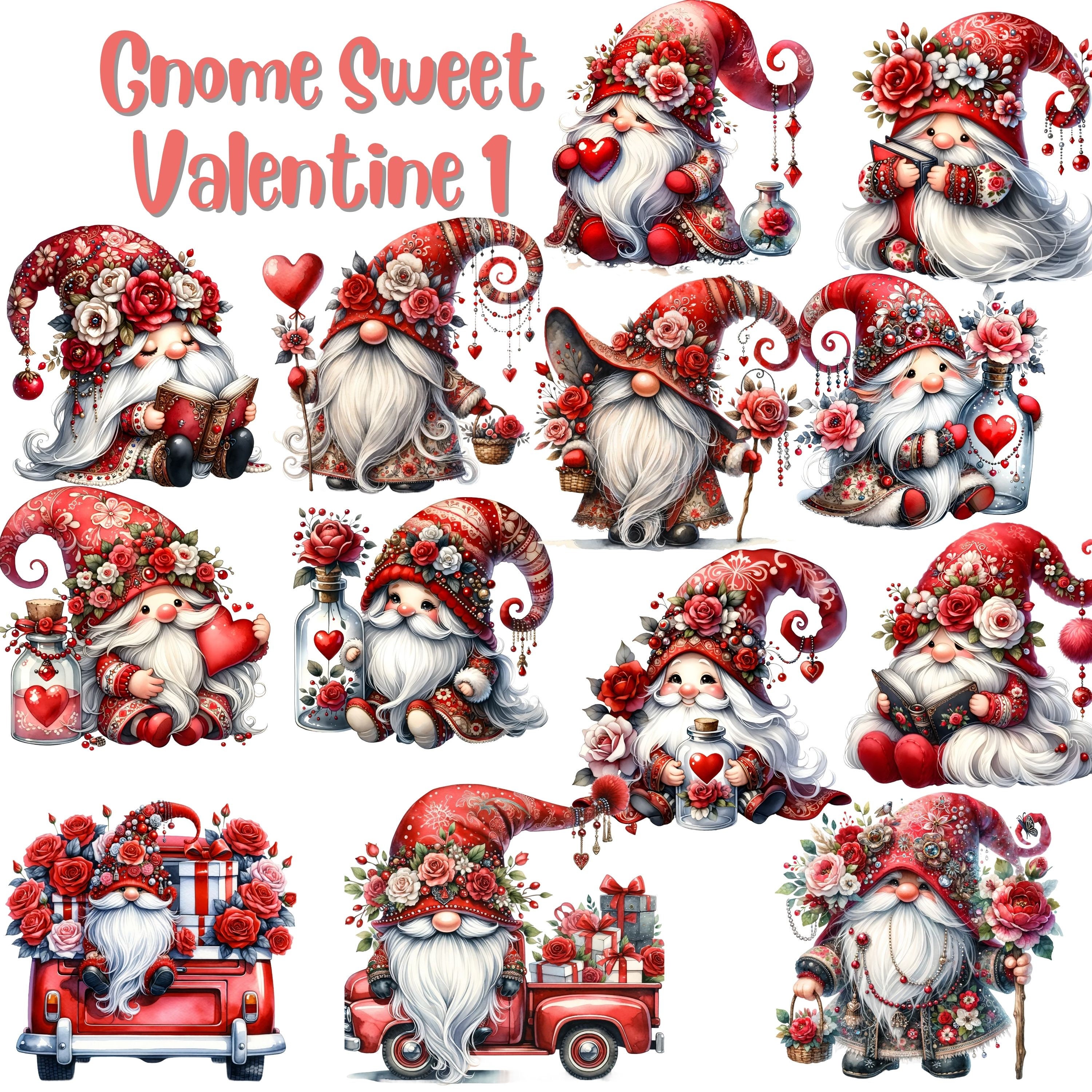 Valentines Gnome Clipart Bundle, Valentines Clipart, Valentines Png ...