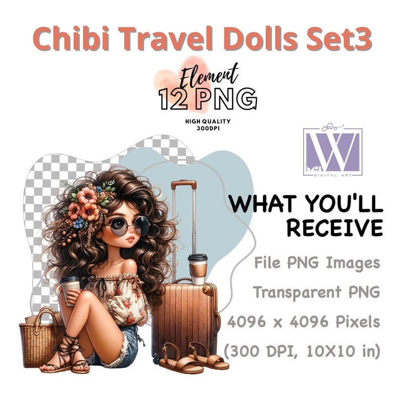 American Chibi Travel Dolls Art, Travel Girl a Boho Fashion-forward ...