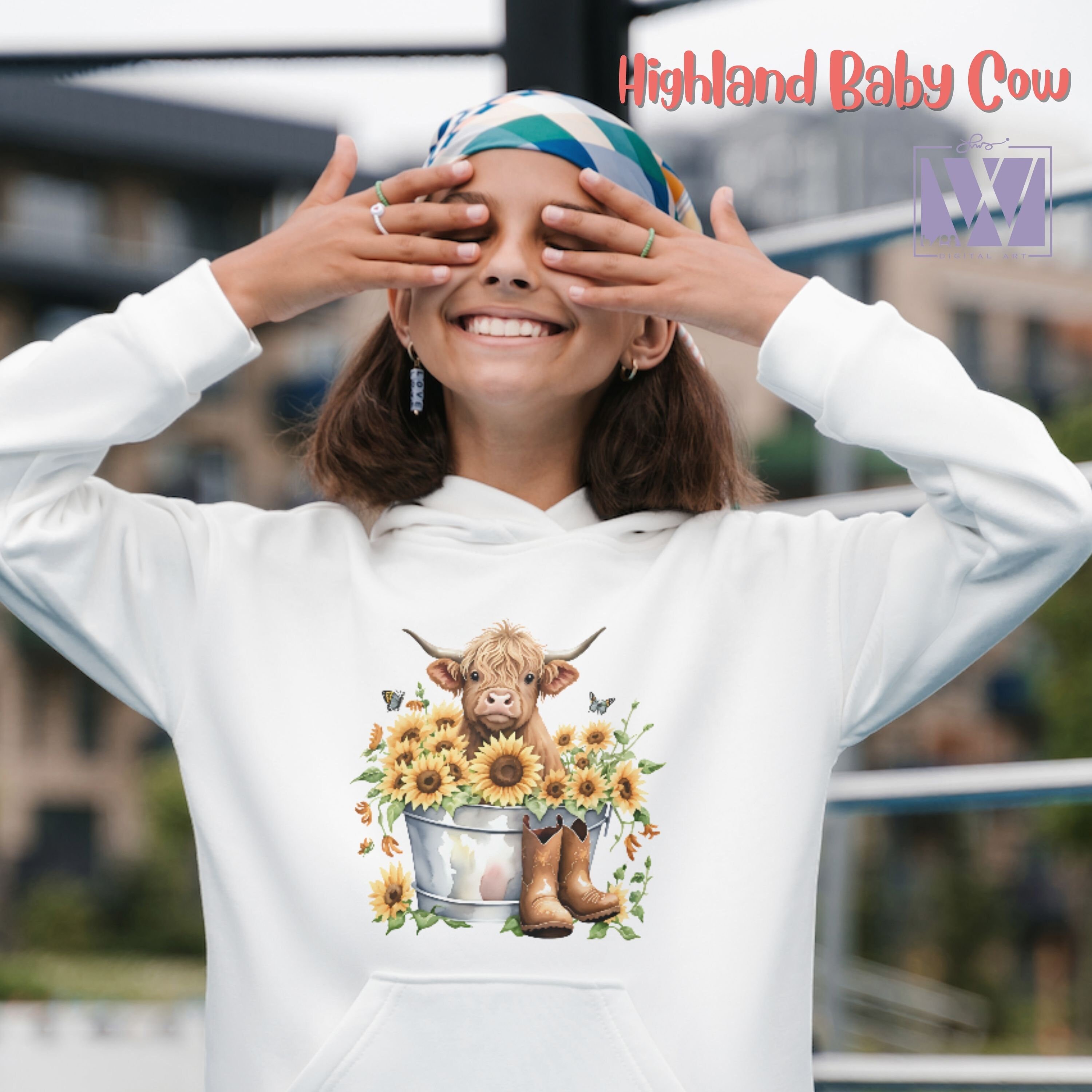 Highland Baby Cow Watercolor Clipart, Cow PNG Bundle, Highland Cow ...