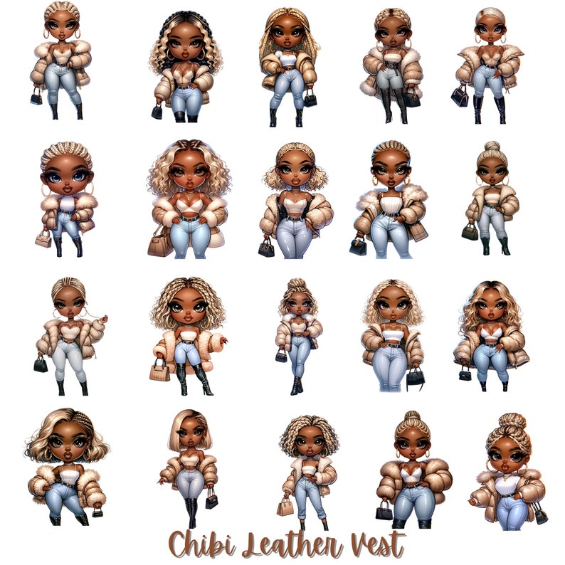 Exquisite African American Chibi Manga Digital Art, Curvy Style With ...