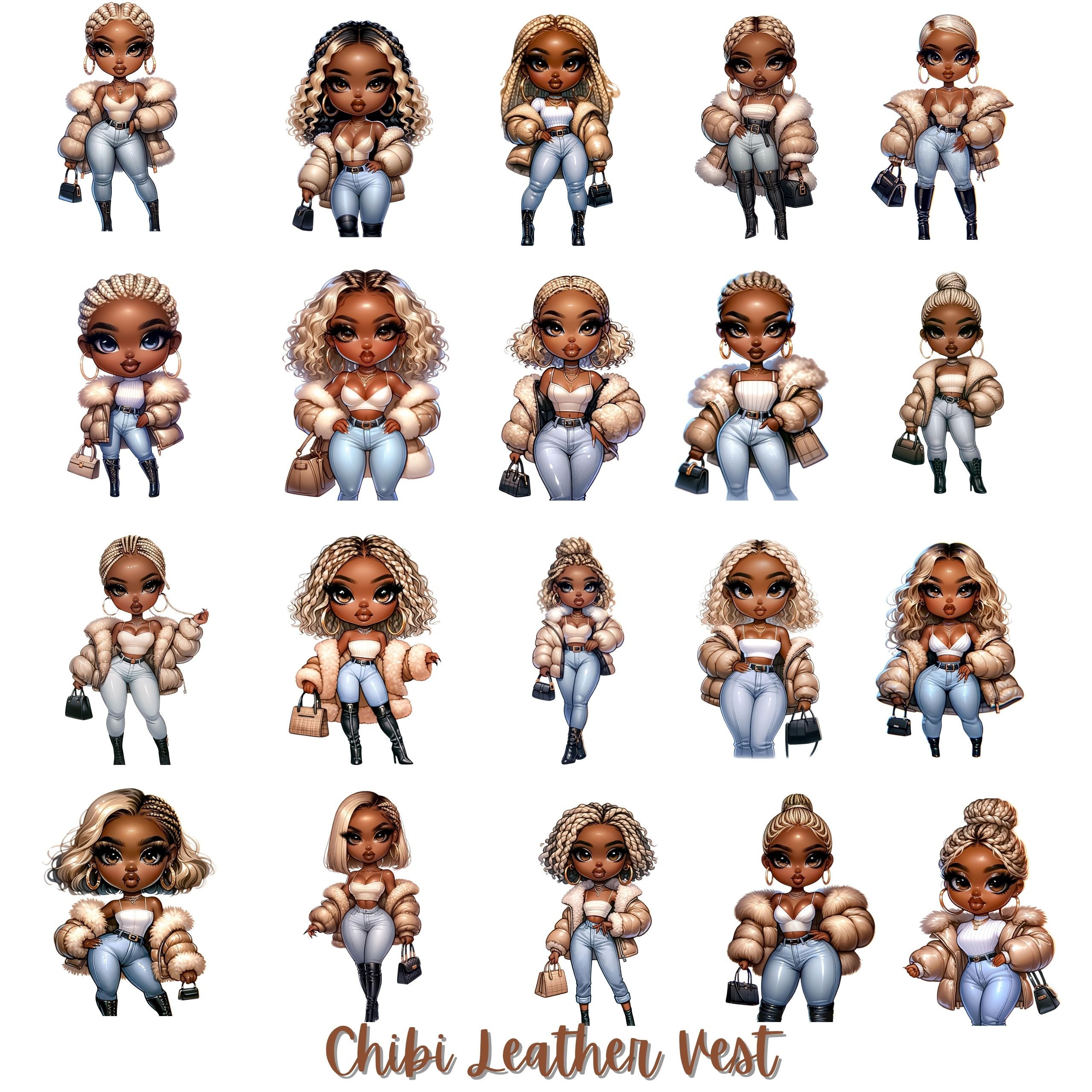 Exquisite African American Chibi Manga Digital Art, Curvy Style With ...