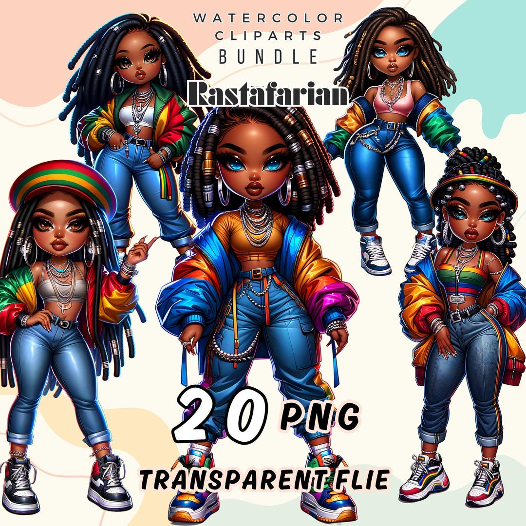 Rastafarian Fashion PNG: African American Boho Art (digital Download ...