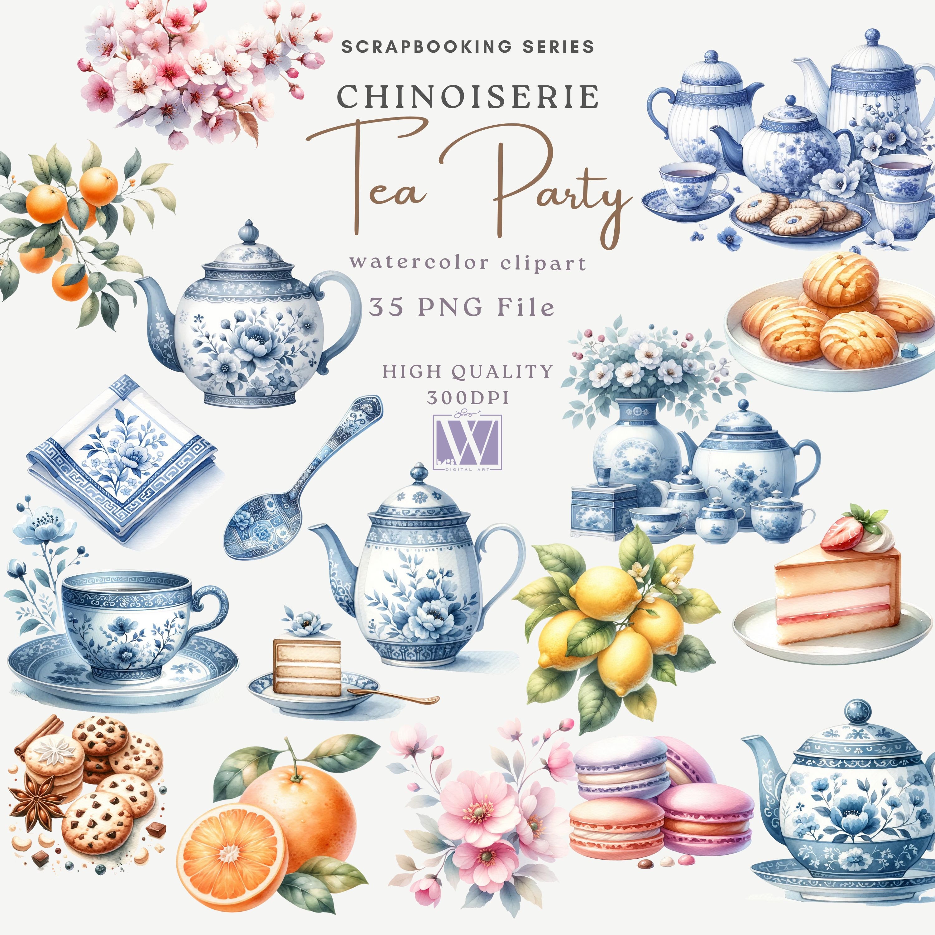 Watercolor Tea Time Clipart, Tea Time Clipart, Watercolor Desserts ...