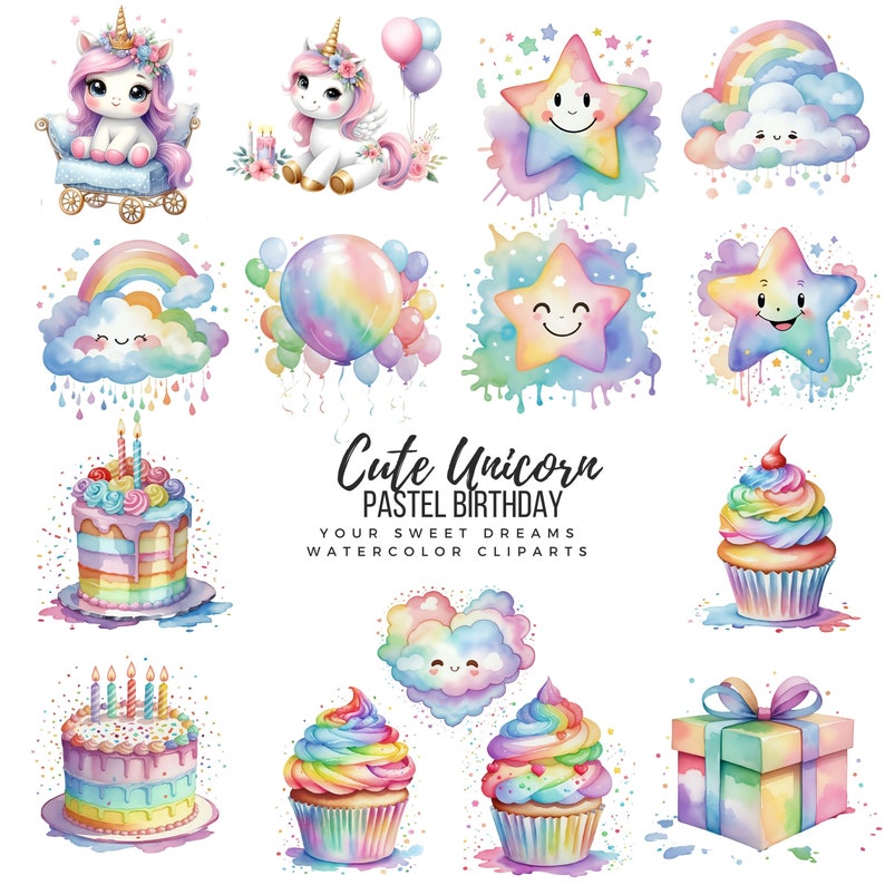 Cute Unicorn Clipart, Rainbow Birthday, Unicorn Png, Magic Unicorn ...