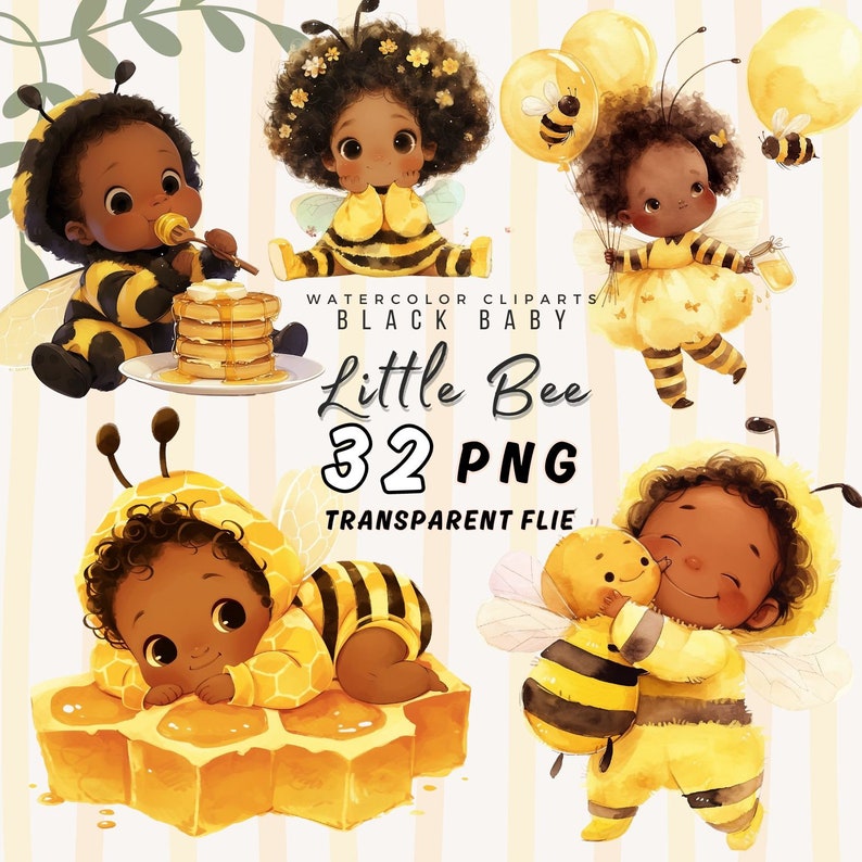 Cute Little Bee Lemon Clipart Bundle, Chibi Baby Bee Clipart, Spring ...