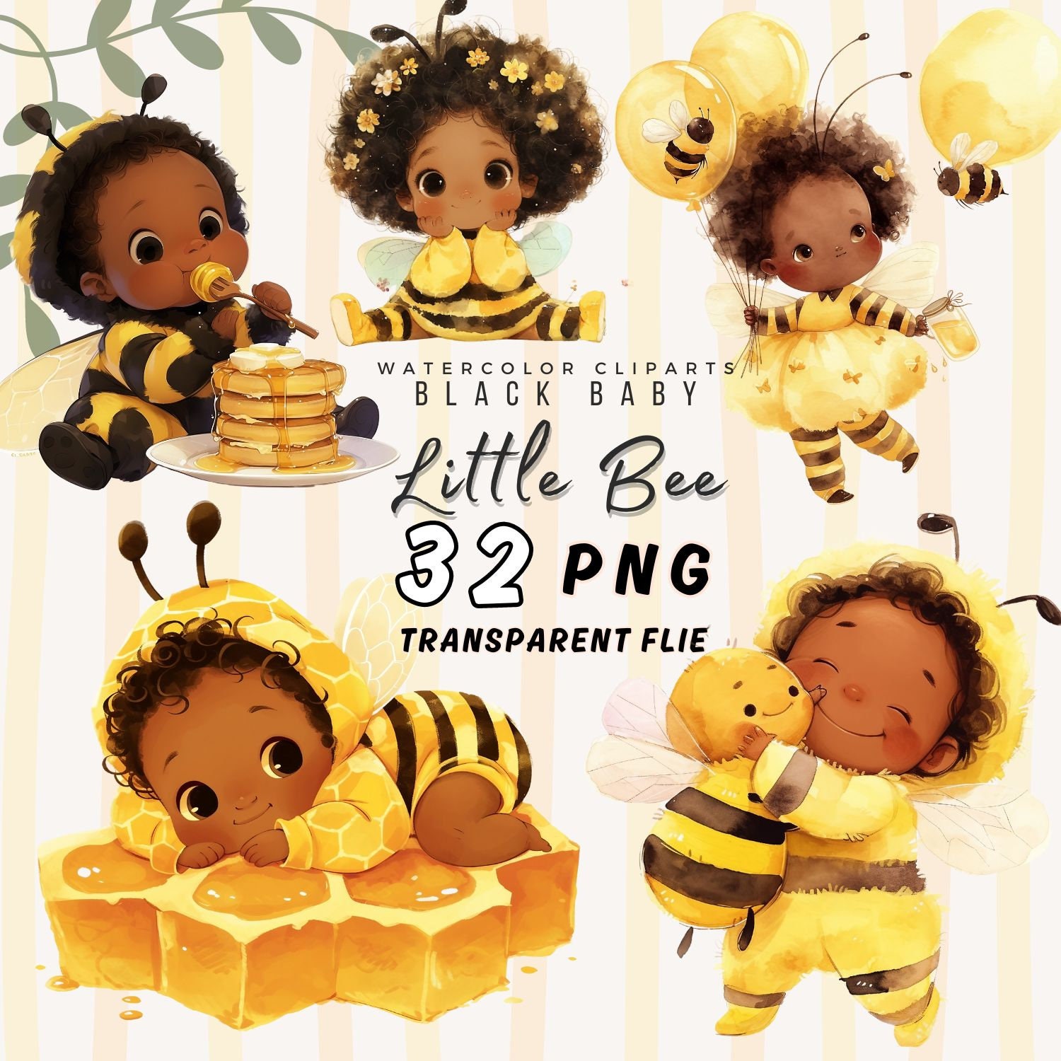 Cute Little Bee Lemon Clipart Bundle, Chibi Baby Bee Clipart, Spring ...