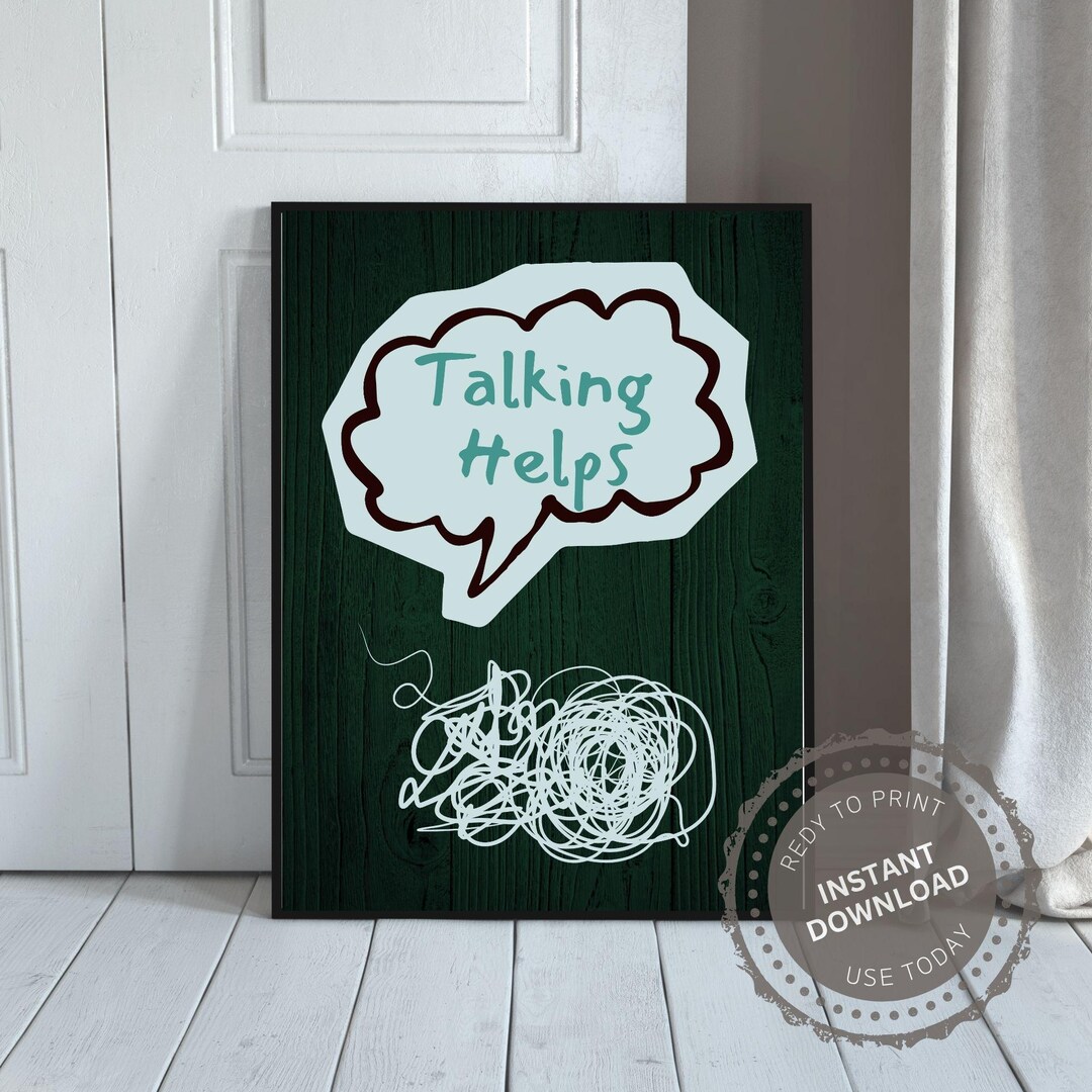 Talking Helps Mental Health Poster | Therapist Office Decor (digital ...