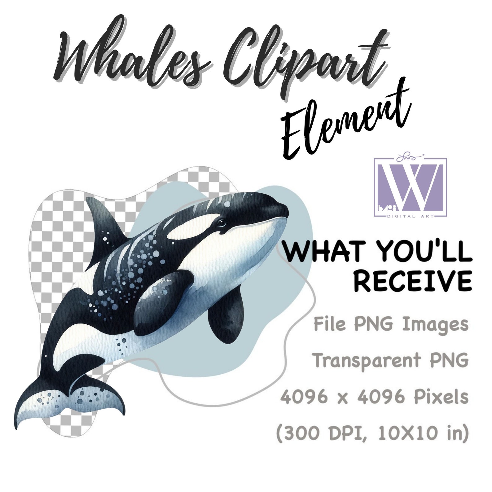 Cute Ocean, Whale Clipart Watercolor Element,whales Clipart, Marine ...