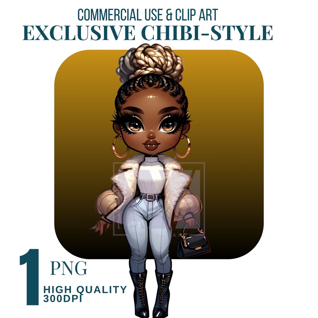 Exclusive African American Chibi Woman Transparent PNG Files With ...