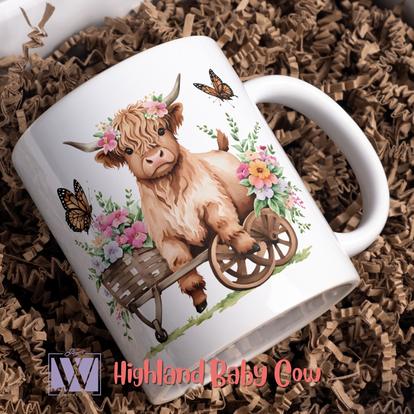 Highland Baby Cow Watercolor Clipart, Cow PNG Bundle, Highland Cow ...