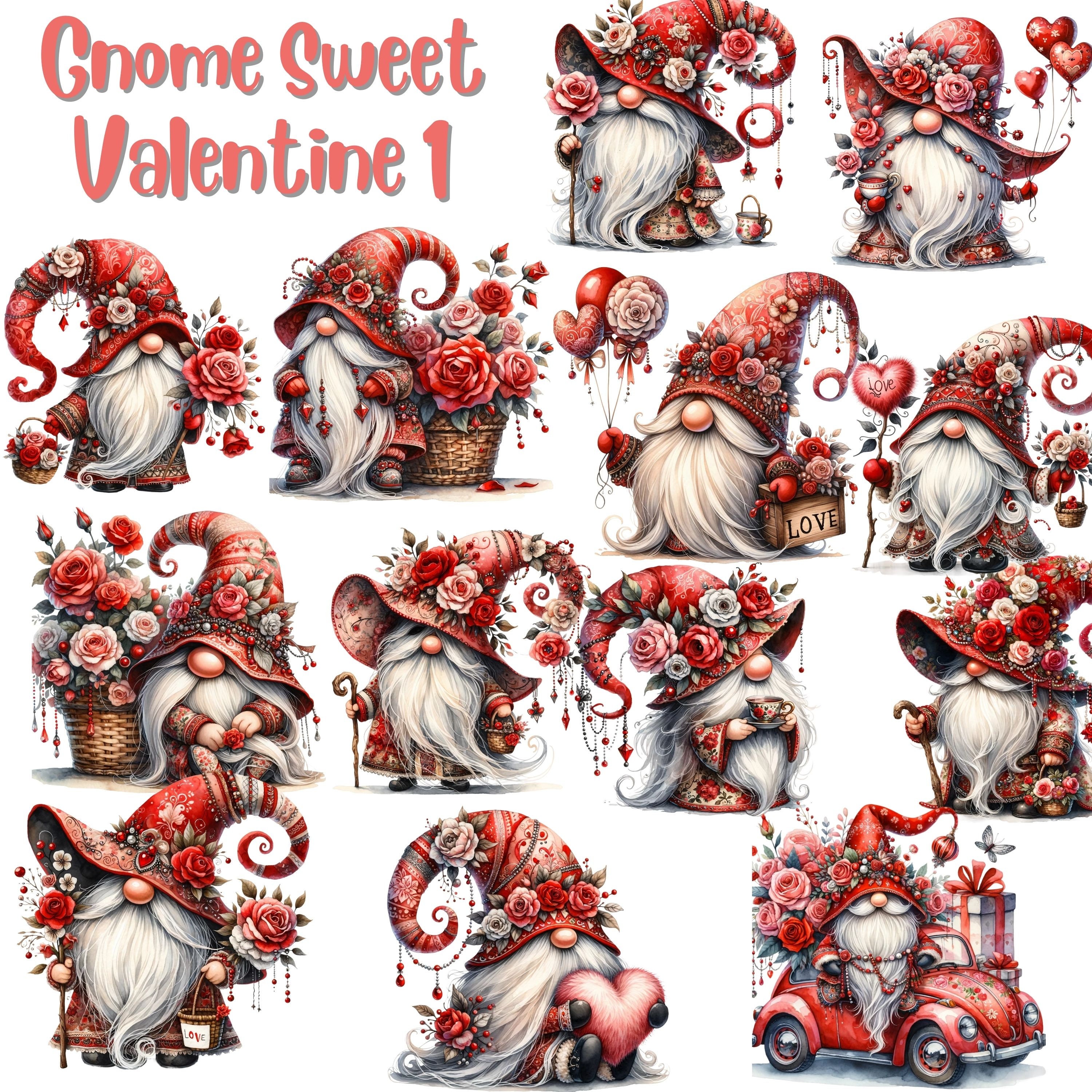Valentines Gnome Clipart Bundle, Valentines Clipart, Valentines Png ...