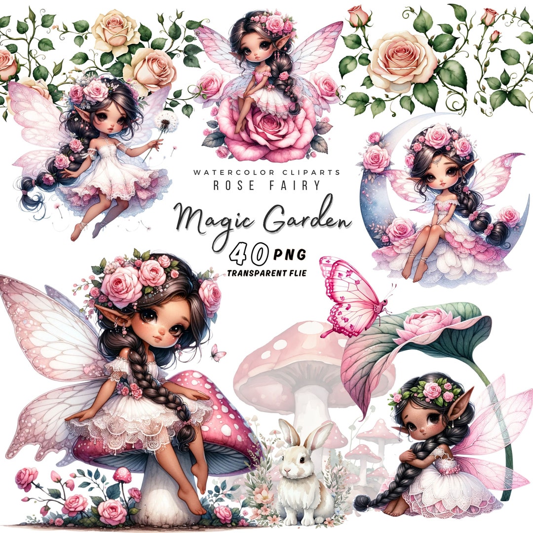 Cute Fairy Clipart, Rose Pink Magic Fairy, Chibi Fairy Clip Art ...