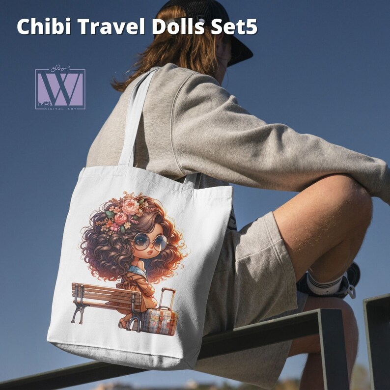 Cute American Chibi Travel Dolls Art, Travel Girl a Boho Fashion ...