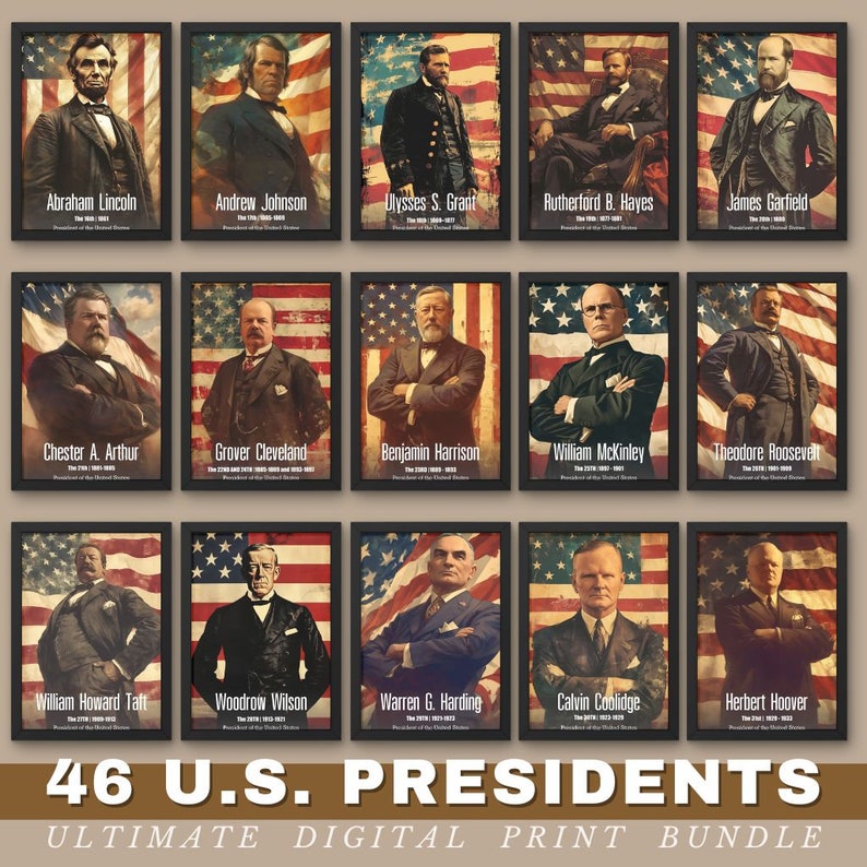 46 United States Presidents Prints, Digital Posters, USA Presidents ...
