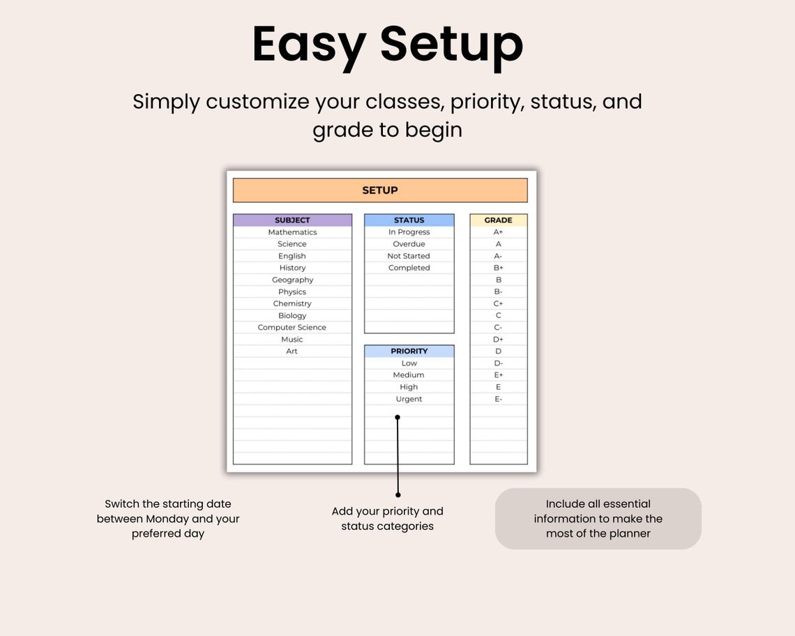 Student Planner Spreadsheet, School Assignment Tracker Google Sheets ...