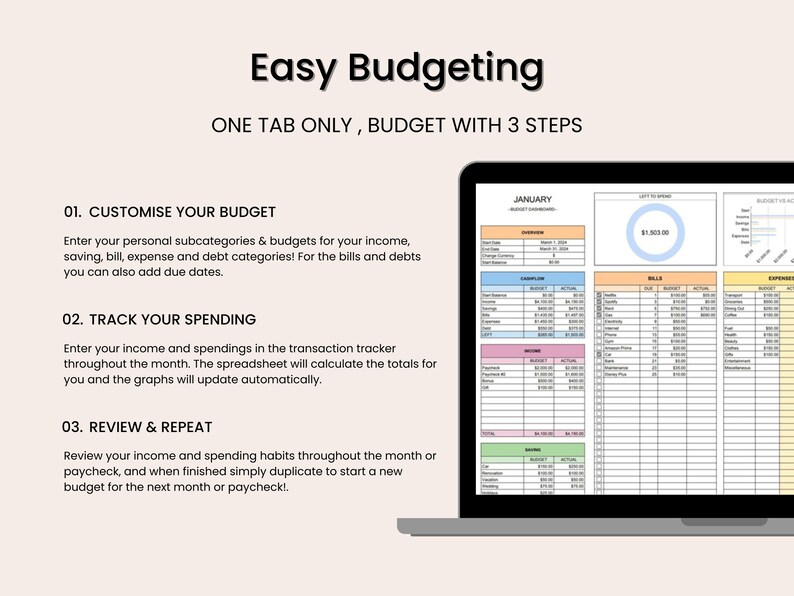 Easy Budget Planner for Google Sheet Budget Spreadsheet Weekly ...