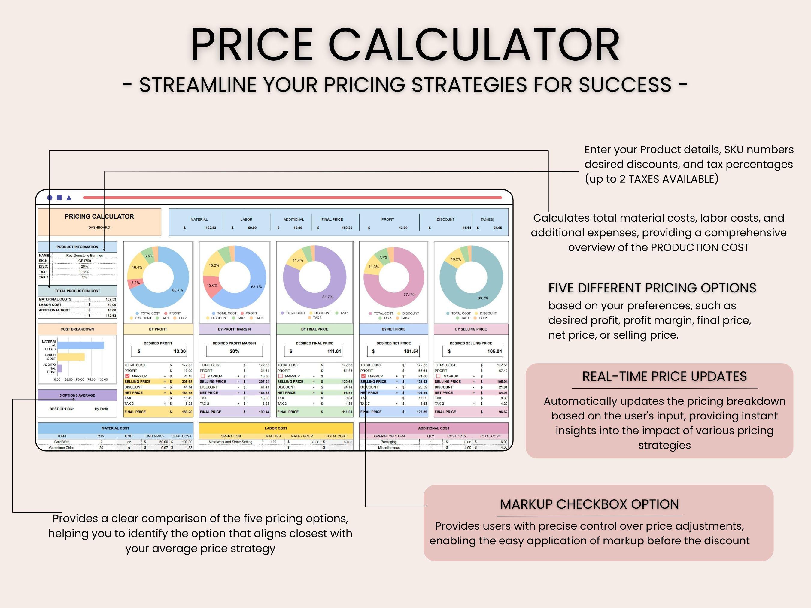 Price & Profit Calculator for Small Businesses With 5 Pricing ...