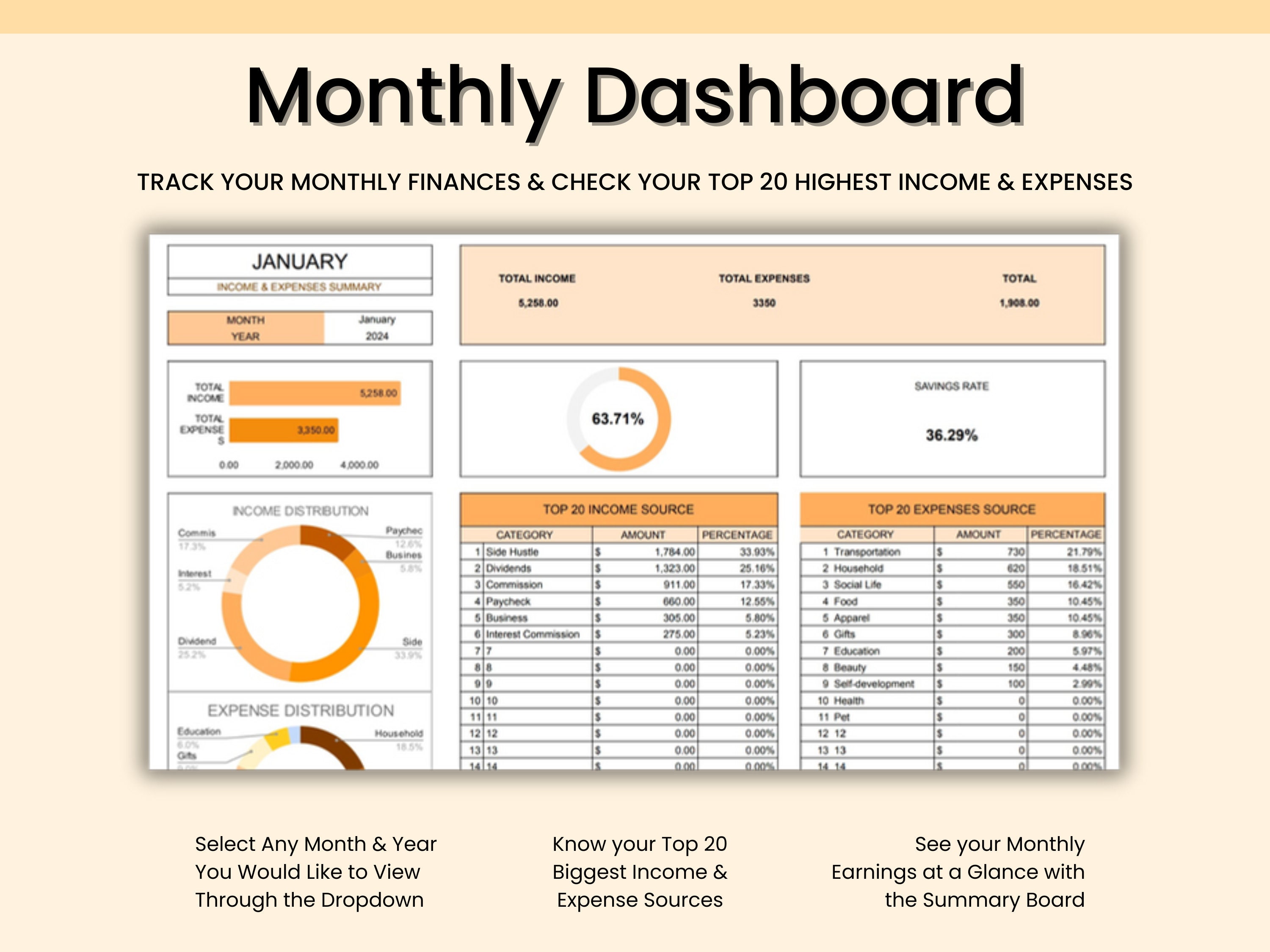 Income and Expense Tracker Spreadsheet Personal Financial Planner Excel ...