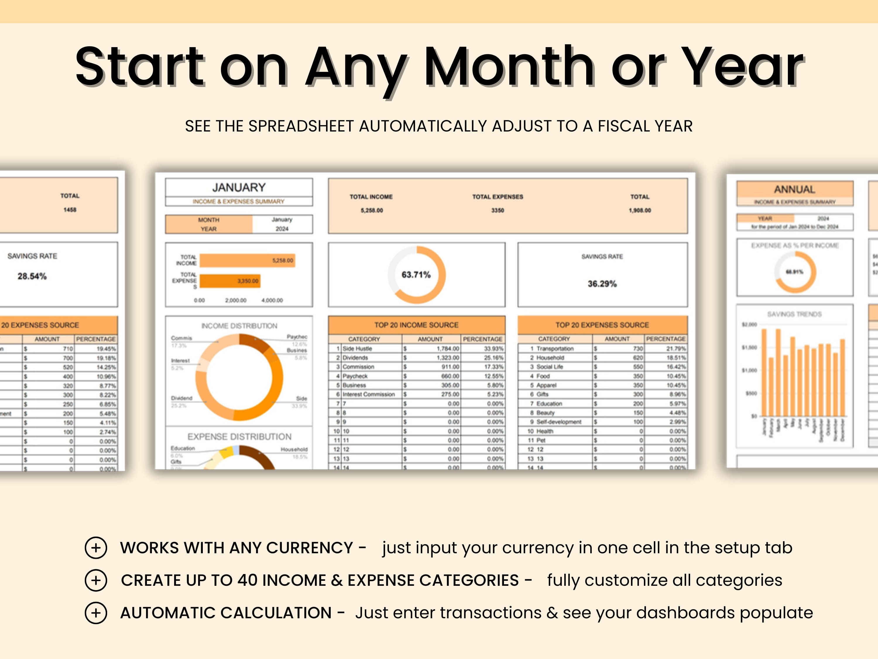 Income and Expense Tracker Spreadsheet Personal Financial Planner Excel ...