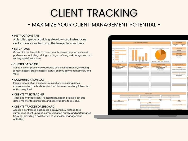 Client & Task Tracker for Small Businesses | CRM Tracker W/ Task ...