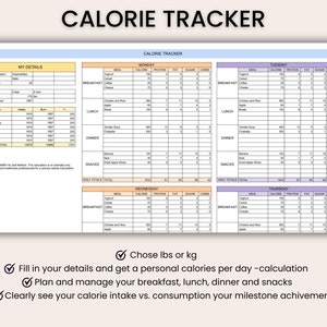 Weight Loss Tracker Google Sheets Template | Calorie Tracker | Meal ...