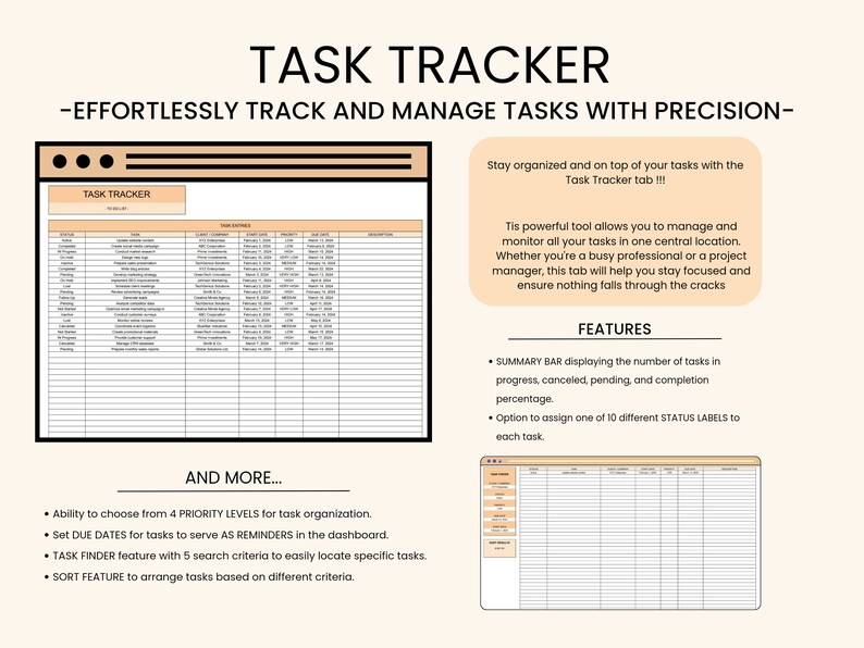 Client Tracker & Management for Small Businesses | CRM Tracker W/ Task ...