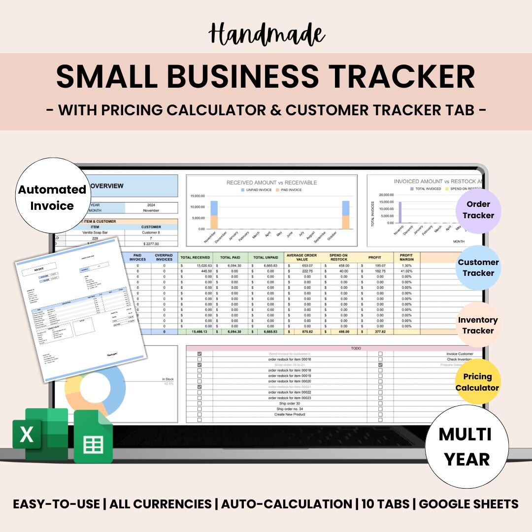 Small Business Spreadsheet Inventory Tracker Order Sales Tracker ...