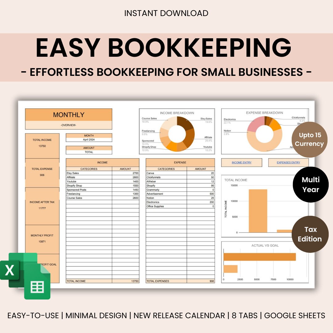 Book Keeping Template for Small Business Bookkeeping Spreadsheet ...