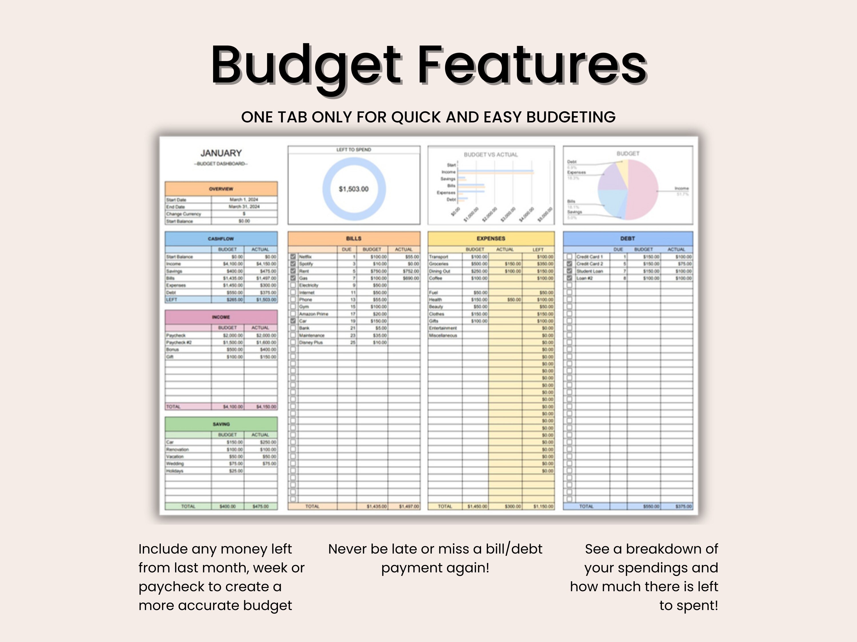 Easy Budget Planner for Google Sheet Budget Spreadsheet Weekly ...