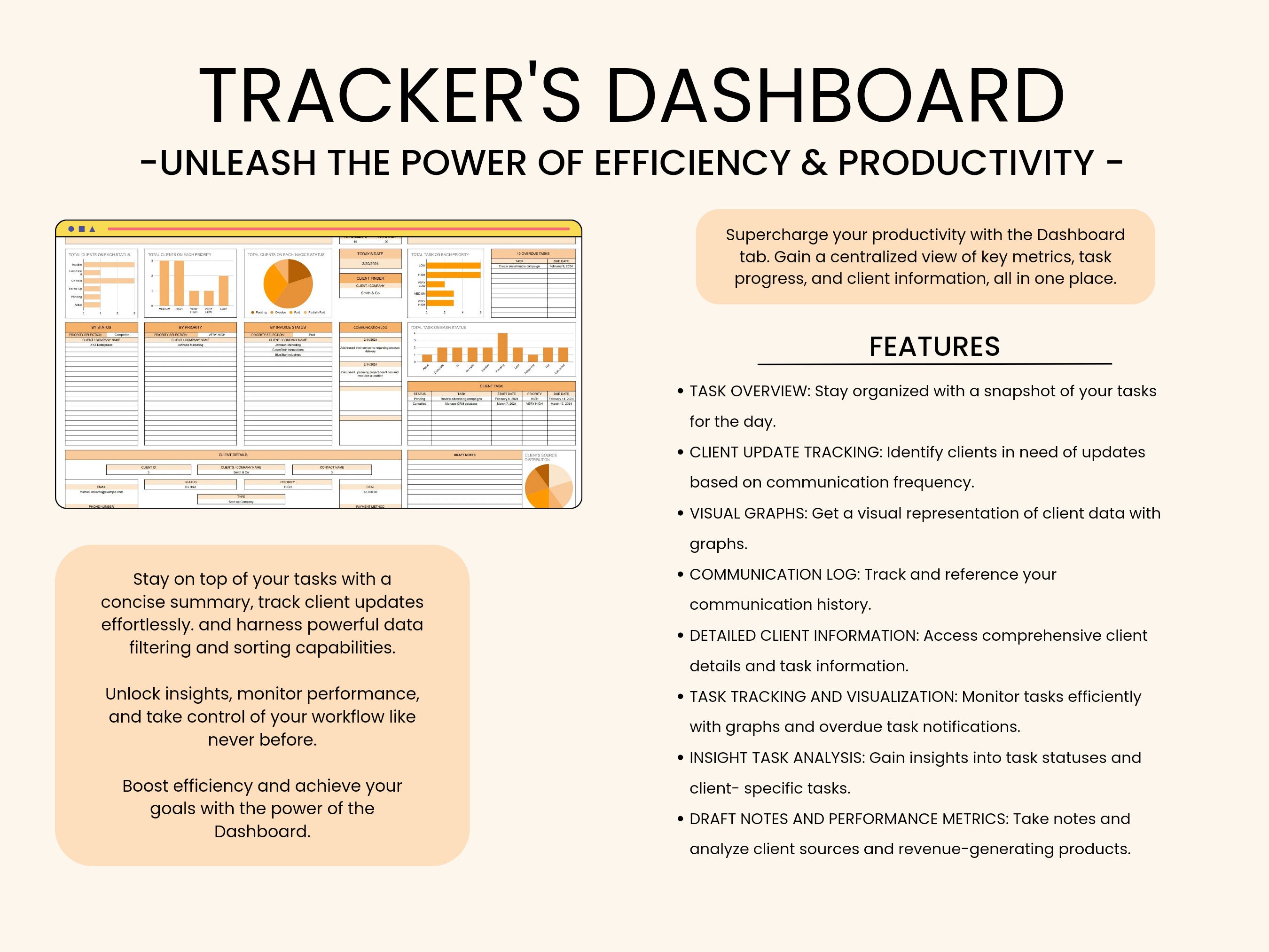 Client Tracker & Management for Small Businesses | CRM Tracker W/ Task ...