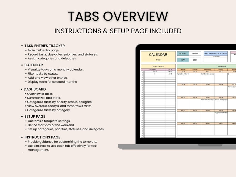 To Do List, Task Tracker, and Productivity Planner for Excel - Daily ...