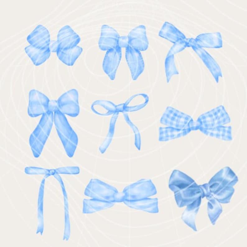 Coquette Blue Bows Svg Png - Etsy