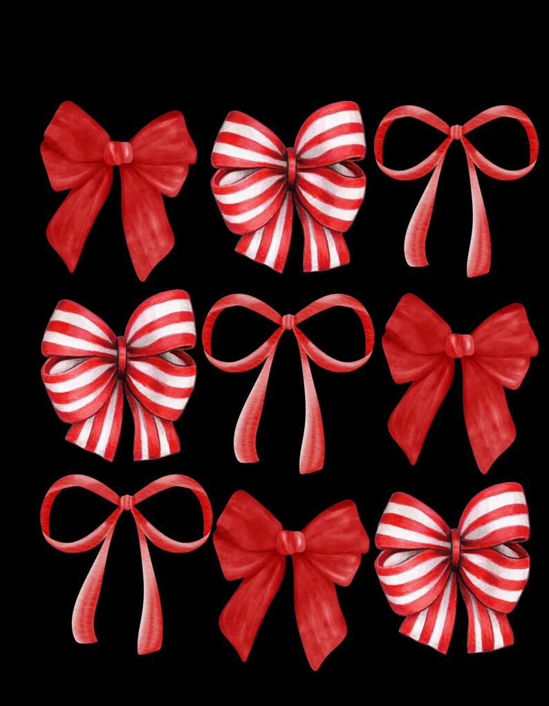 Christmas Coquette Red Bows Svg Png - Etsy