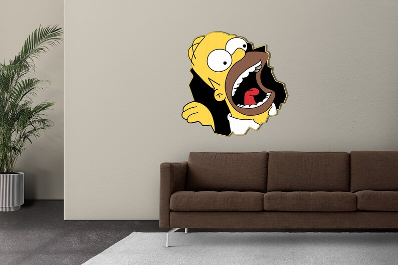 Homer Simpson Wood Wall Artsimpsons Wood Portraitcartoon - Etsy