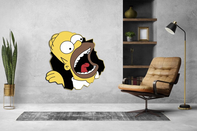 Homer Simpson Wood Wall Art,simpsons Wood Portrait,cartoon Portrait,fun ...
