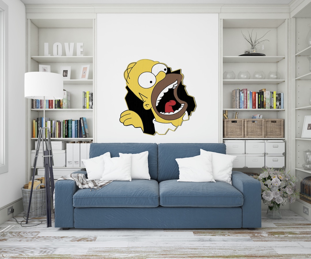 Homer Simpson Wood Wall Art,simpsons Wood Portrait,cartoon Portrait,fun ...