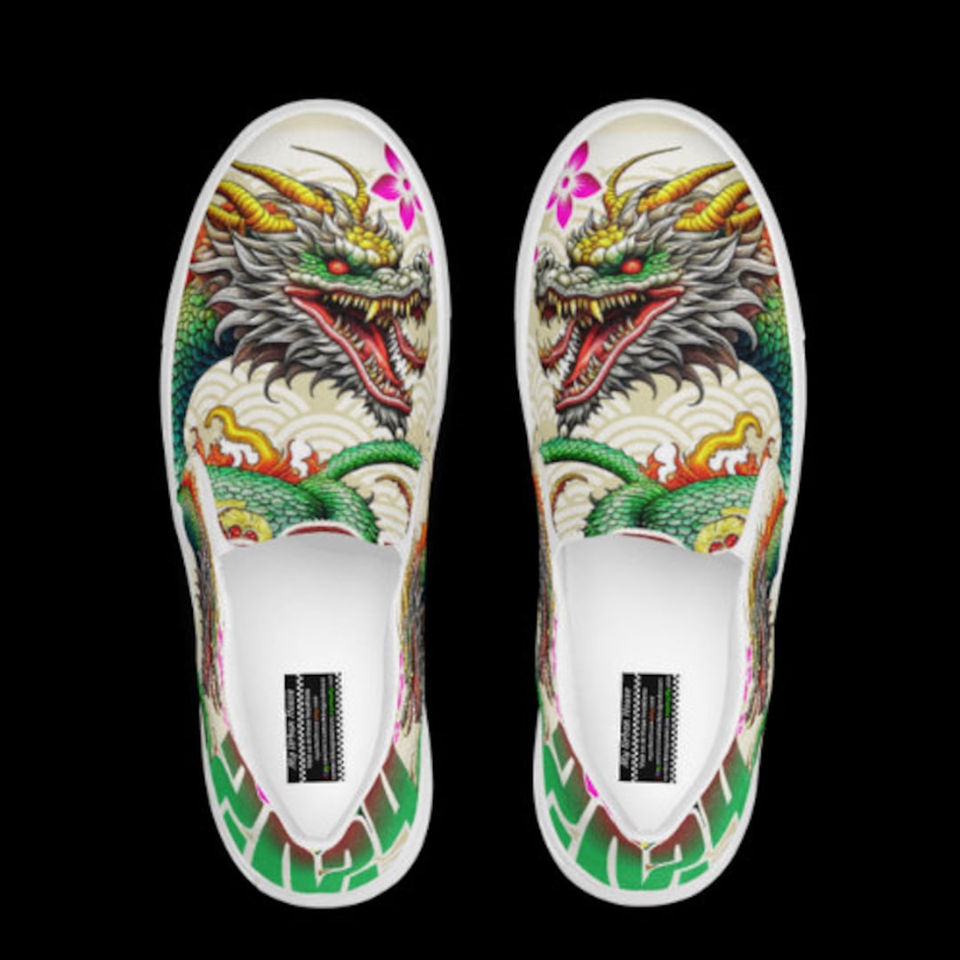 Womens Year of the Dragon Slip-on Canvas Shoes Colorful Shoes, Custom ...